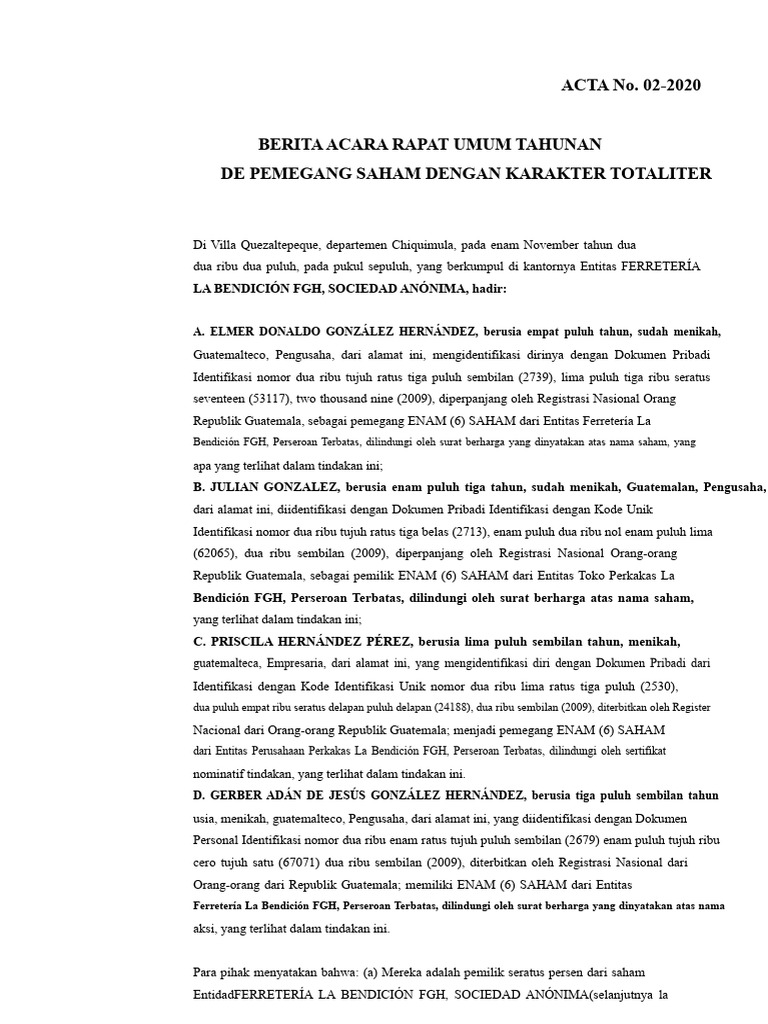 Rapat Umum Pemegang Saham Totaliter 2020 | PDF