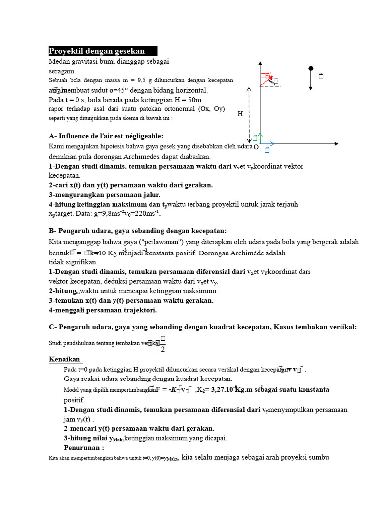 Analisis Gerakan Proyektil dengan Gesekan | PDF