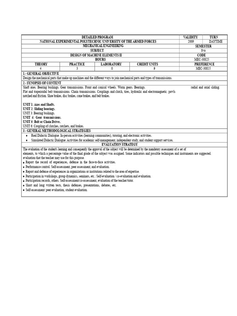 Machine Elements Design Course Guide | PDF | Gear | Brake
