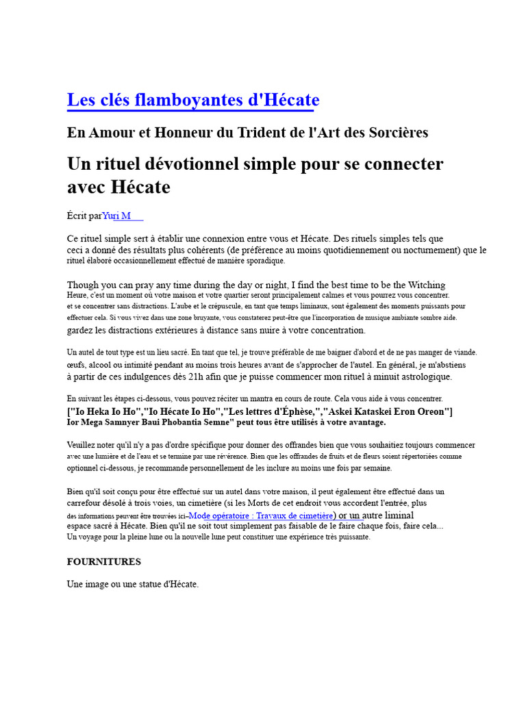 Rituel simple de dévotion à Hécate | PDF