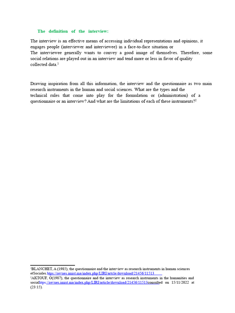 The definition of the interview | PDF