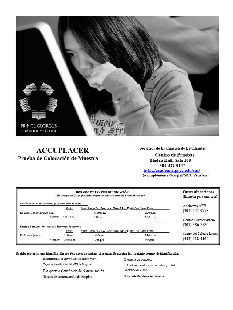 Prueba de Muestra Del Accuplacer de PGCC Largo | PDF | Ecuaciones ...