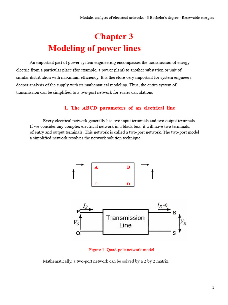 Power Line Modeling in Electrical Networks | PDF | Transmission Line ...