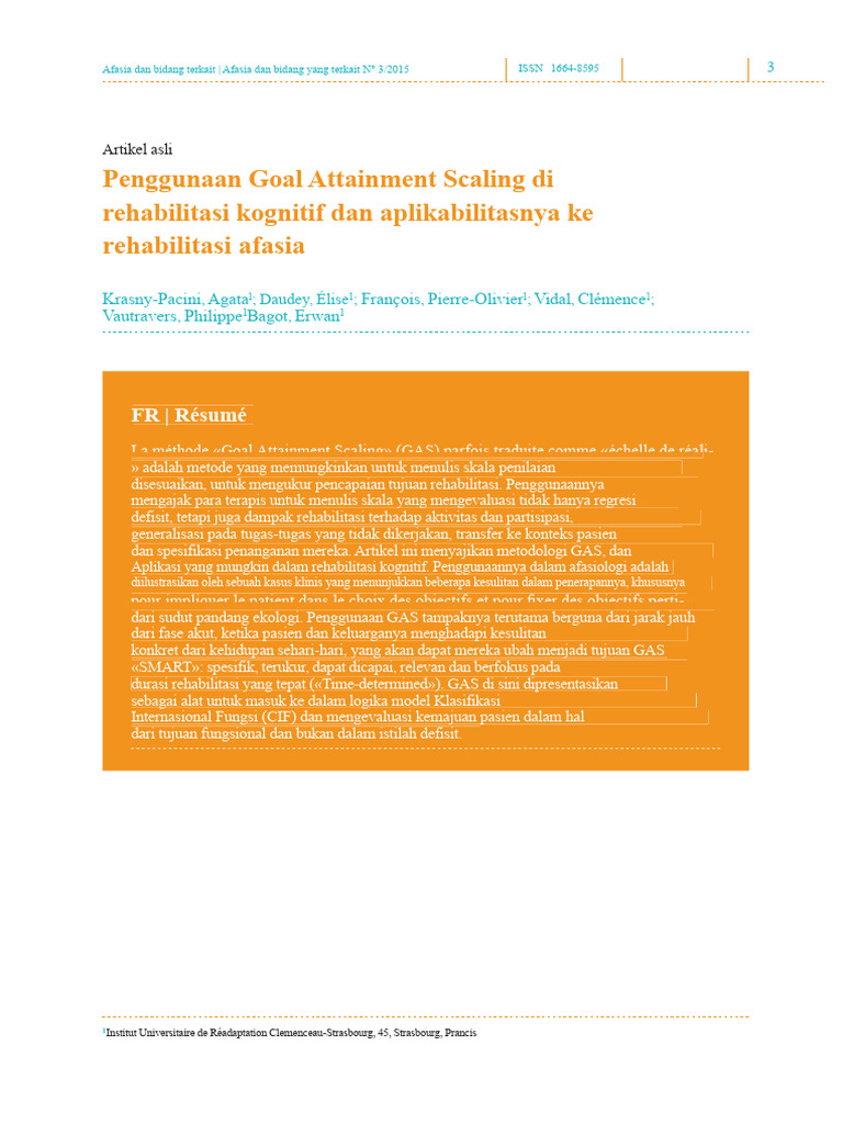 Aplikasi Goal Attainment Scaling untuk Afasia | PDF