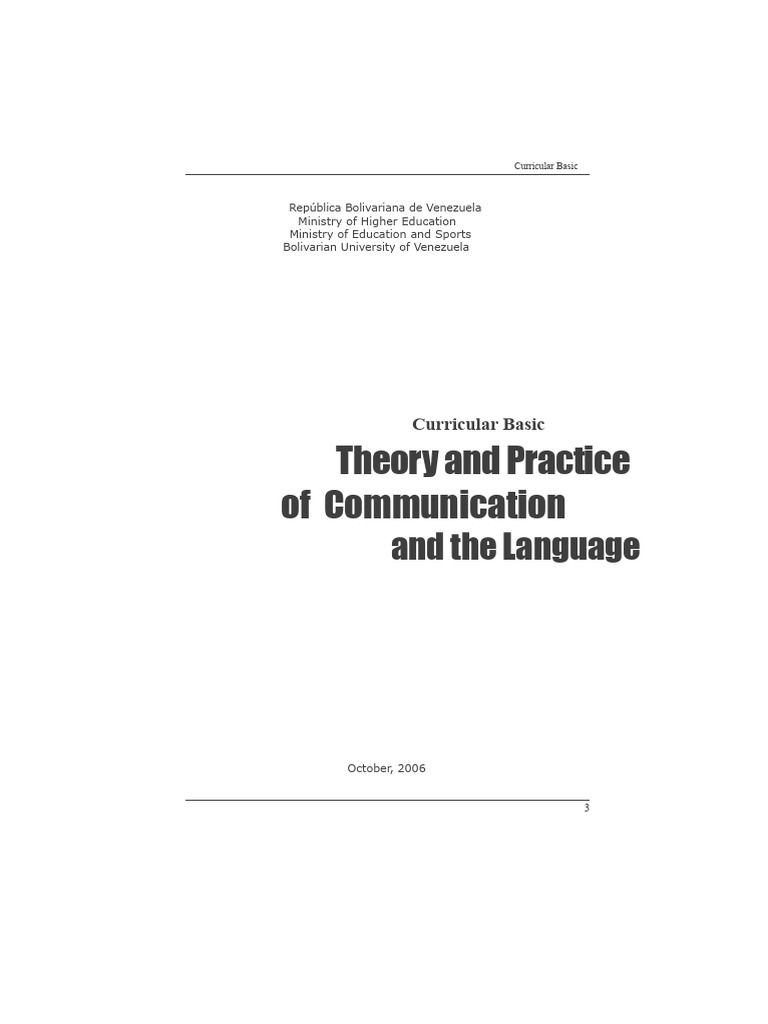 Theory and Practice of Communication and Language | PDF | Communication ...