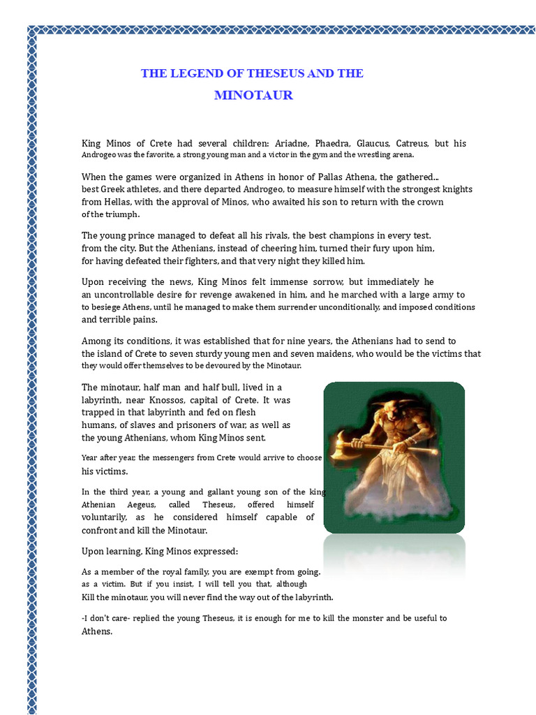 The Minotaur | PDF | Theseus | Minotaur