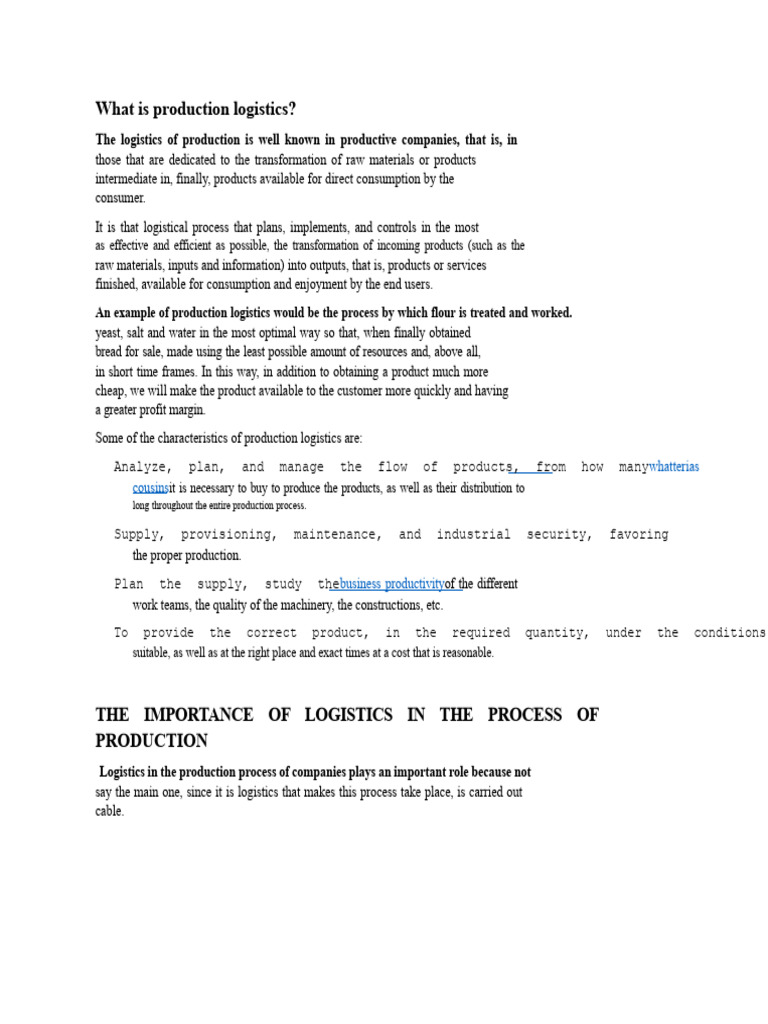 Understanding Production Logistics Essentials | PDF | Logistics ...