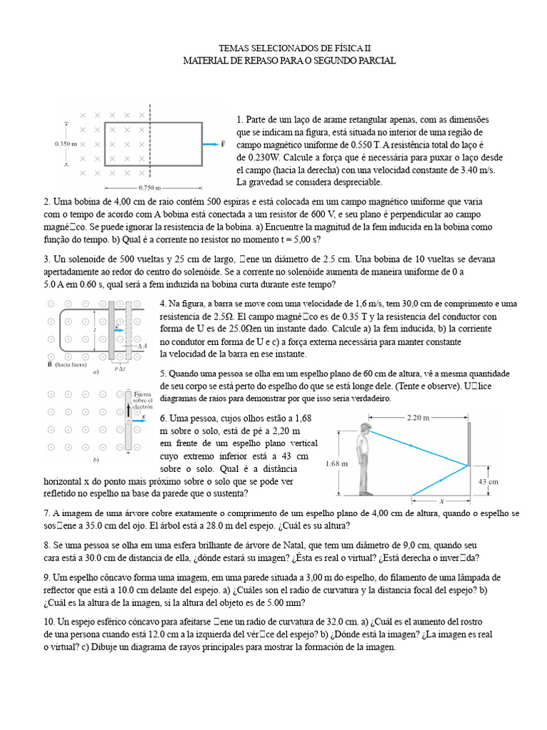 REVISÃO PARCIAL 2 TEMAS SELECIONADOS DE FÍSICA II | PDF | Espelho | Indutor