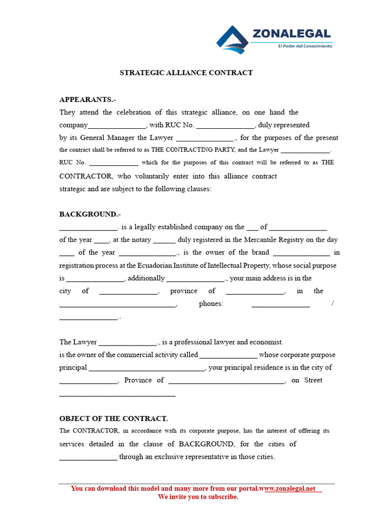 Strategic Alliance Contract Template | PDF | Justice | Crime & Violence