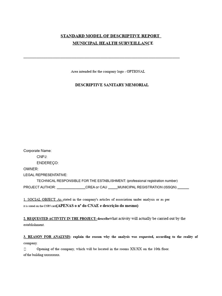 Municipal Health Surveillance Report Template | PDF | Sink