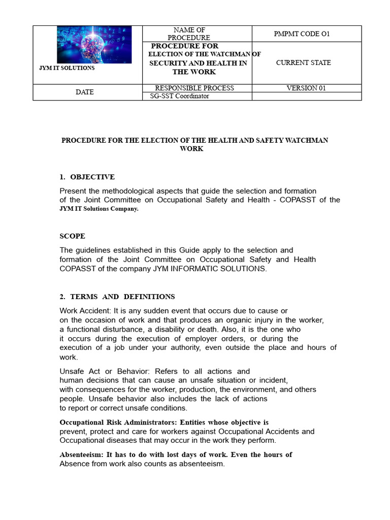 Procedure For The Election of The Health and Safety Watcher in The ...
