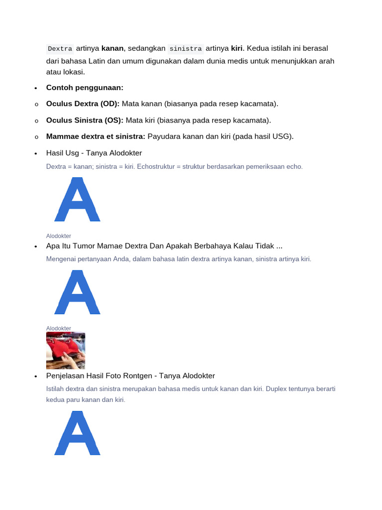 Arti Dextra dan Sinistra dalam Medis | PDF