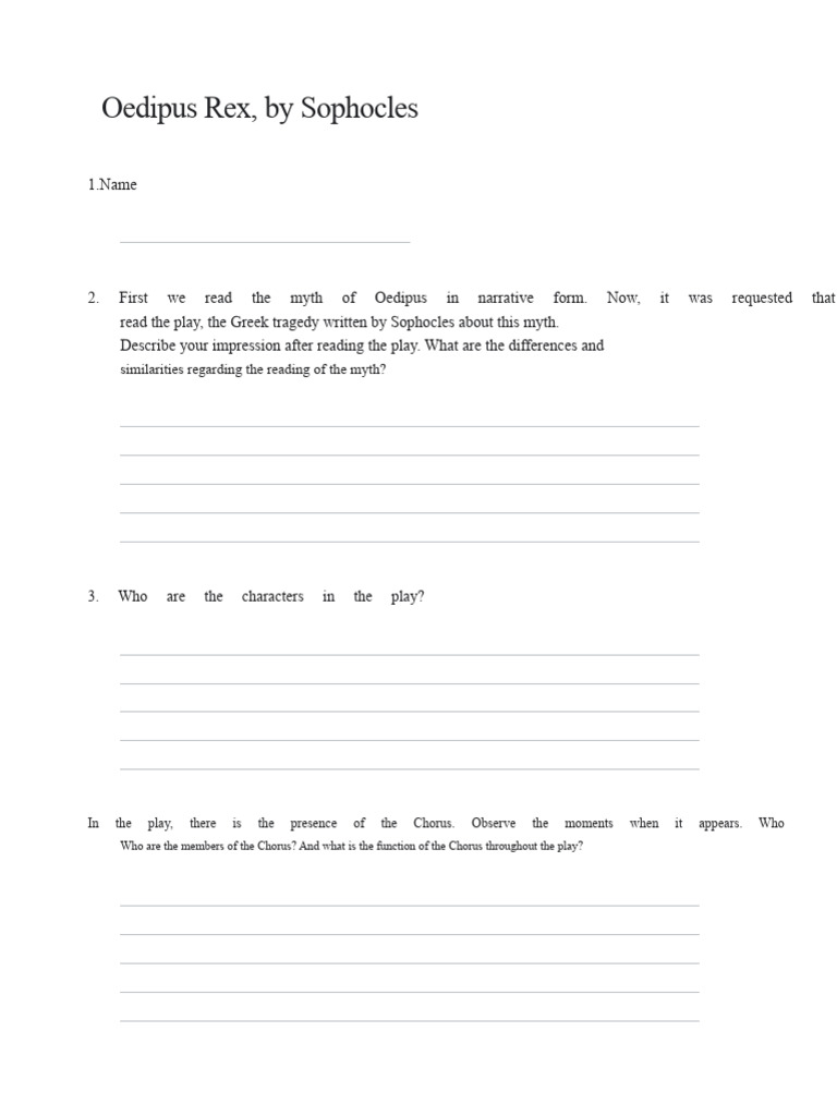 Activity 02 - Oedipus Rex, by Sophocles - Google Forms | PDF