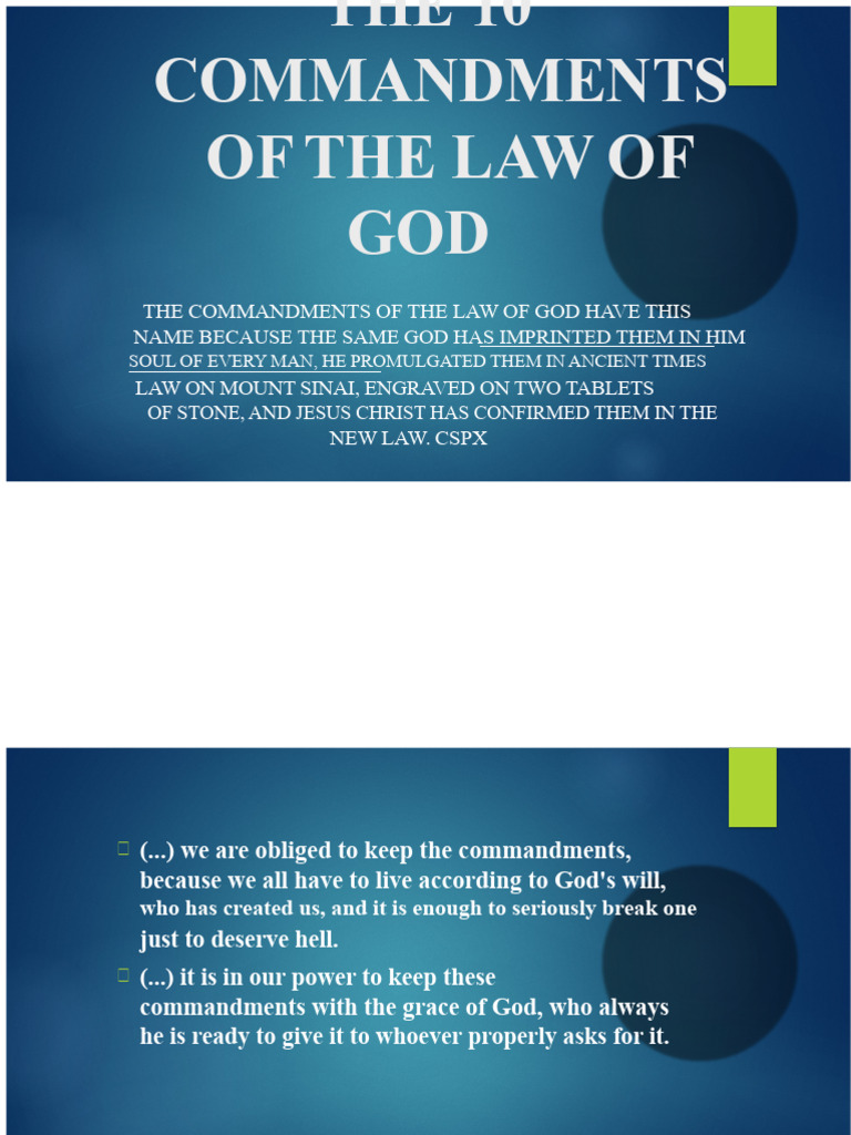 The 10 Commandments of God's Law | PDF | Ten Commandments | Chastity