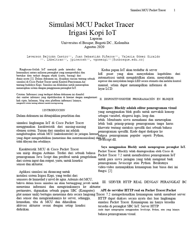 Simulasi IoT di Packet Tracer | PDF