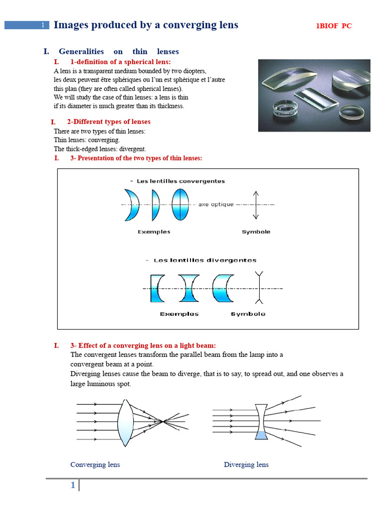 the-images-formed-by-a-thin-converging-lens-course-1-1 | PDF | Optics ...