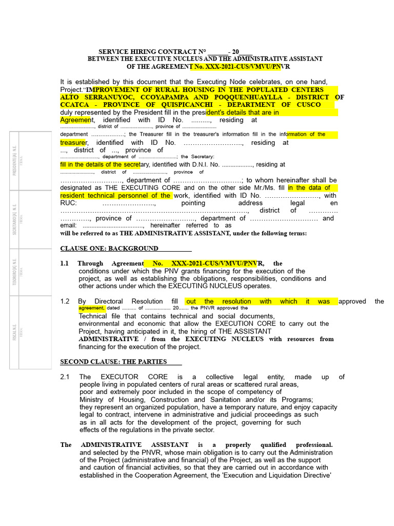 Contract and Terms of Reference - Administrative Assistant of NE 2021 ...