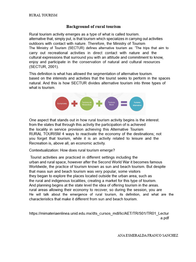 Background of Rural Tourism | PDF | Tourism | Economies