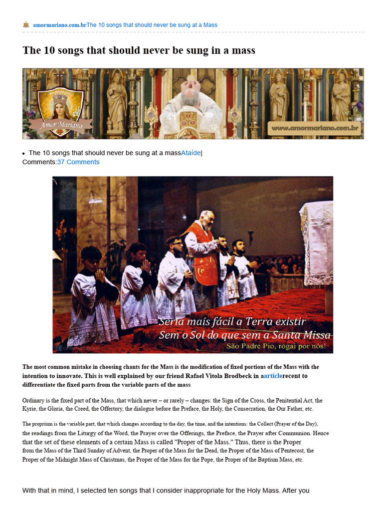 The 10 Songs That Should Never Be Sung at A Mass | PDF | Mass (Liturgy ...