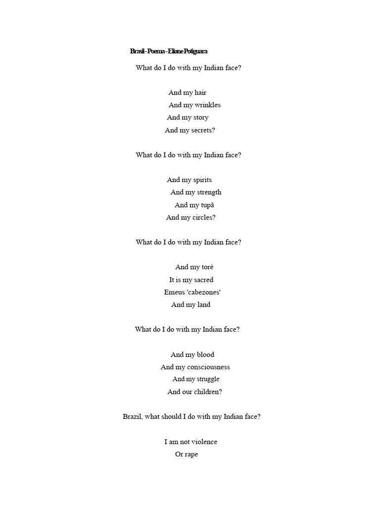 Eliane Potiguara's Poem on Indigenous Identity | PDF