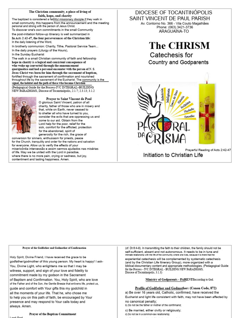 catechesis for parents and godparents of confirmation in São Paulo | PDF | Confirmation | Sacraments