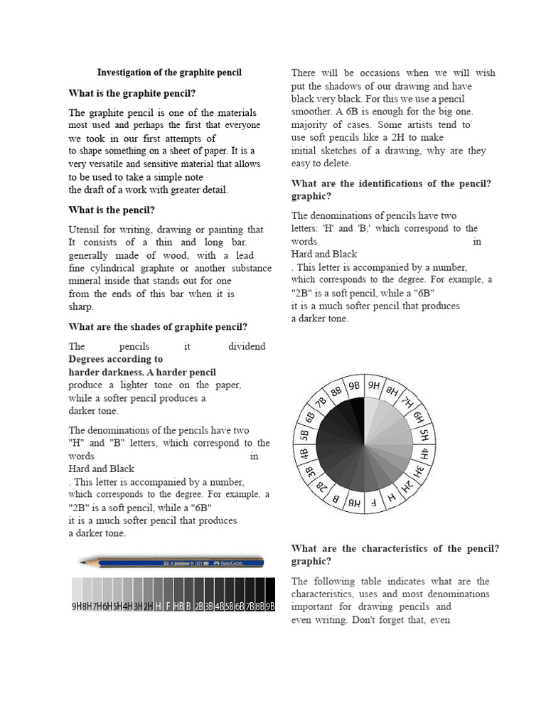 Investigation of the Graphite Pencil | PDF | Pencil | Drawing