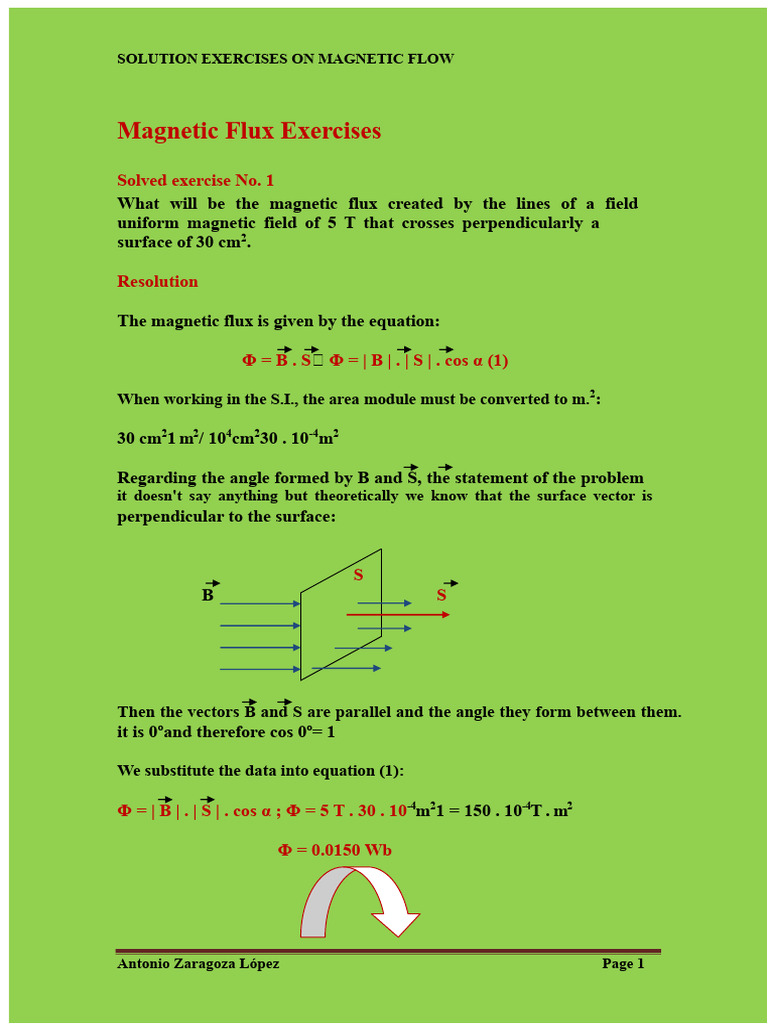 Magnetic Flux Calculation Exercises | PDF | Flux | Magnetic Field
