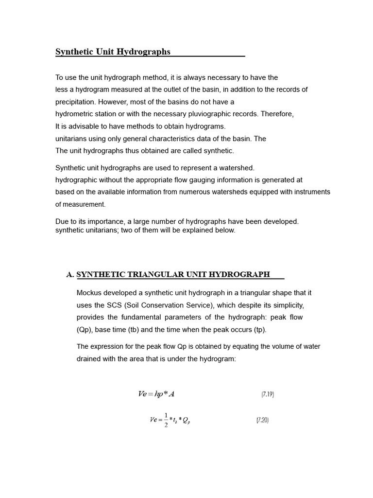 UNITARY SYNTHETIC HYDROGRAPHS.docx | PDF | Drainage Basin | Chemical ...