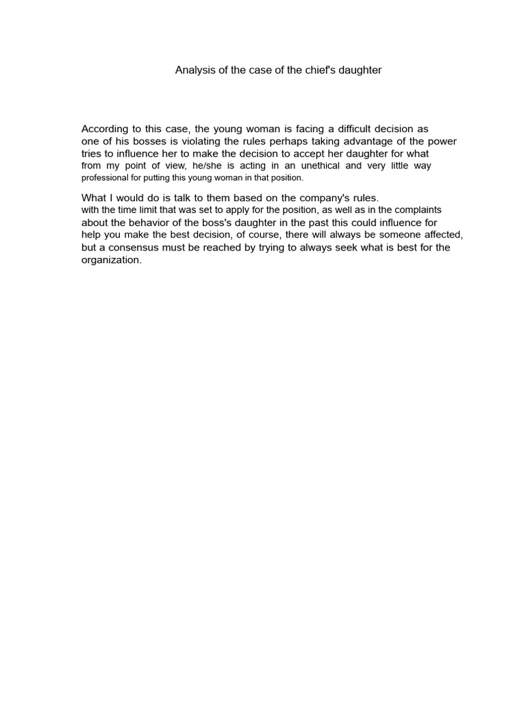 Analysis of The Case of The Chief's Daughter | PDF