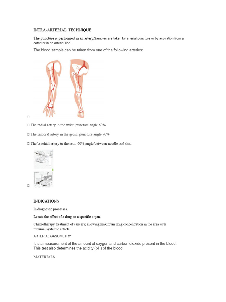 Technique Intra-Arterial | PDF | Cardiovascular System | Clinical Medicine