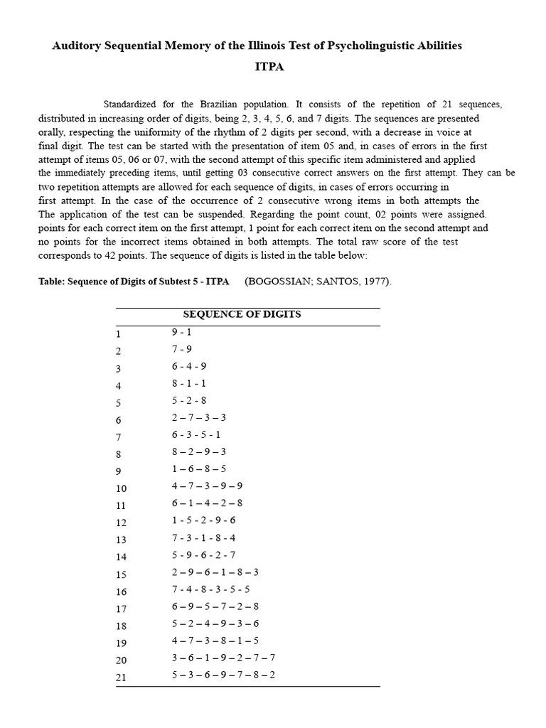 Sequential Auditory Memory of The Illinois Test of Psycholinguistic ...