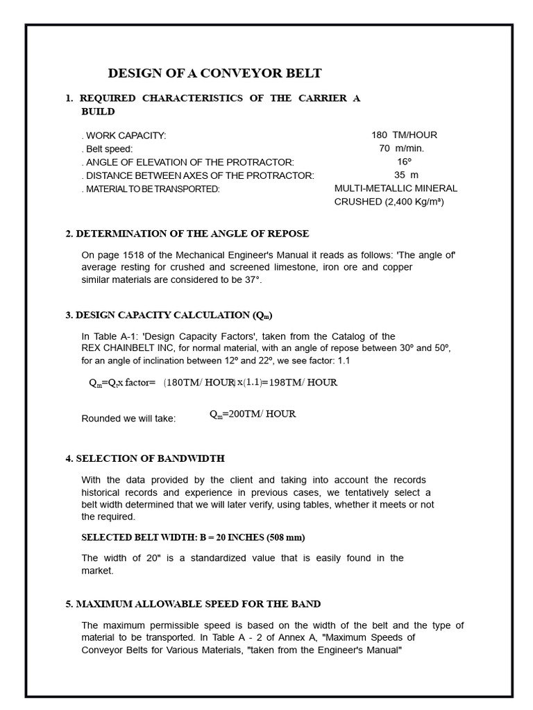 Design of a Conveyor Belt | PDF | Belt (Mechanical) | Mechanical ...