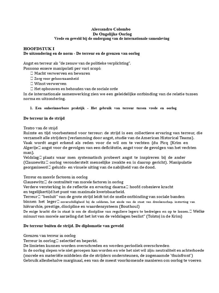 Alessandro Colombo - De Ongelijke Oorlog | PDF
