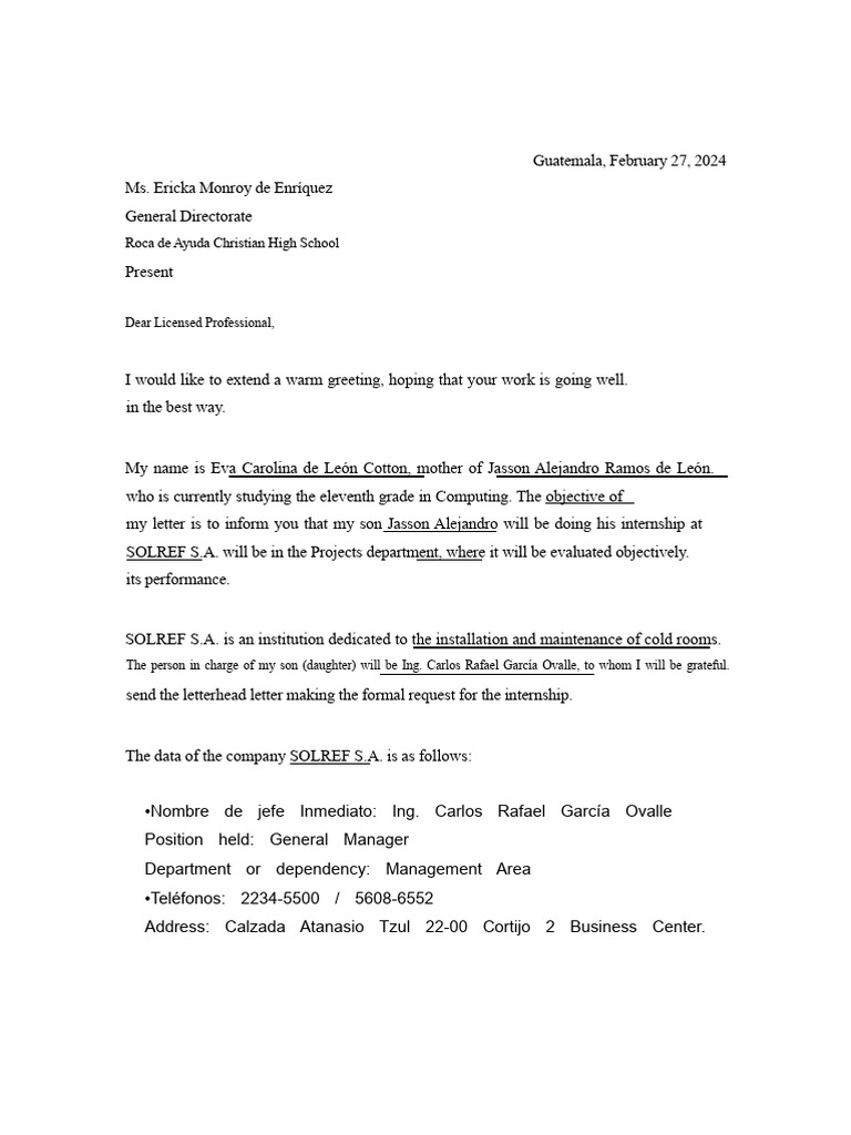Supervised Practical Letter | PDF