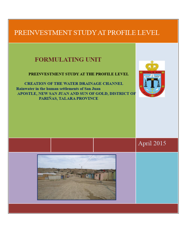 PRE-INVESTMENT STUDY AT PROFILE LEVEL | PDF | Soil | Infrastructure