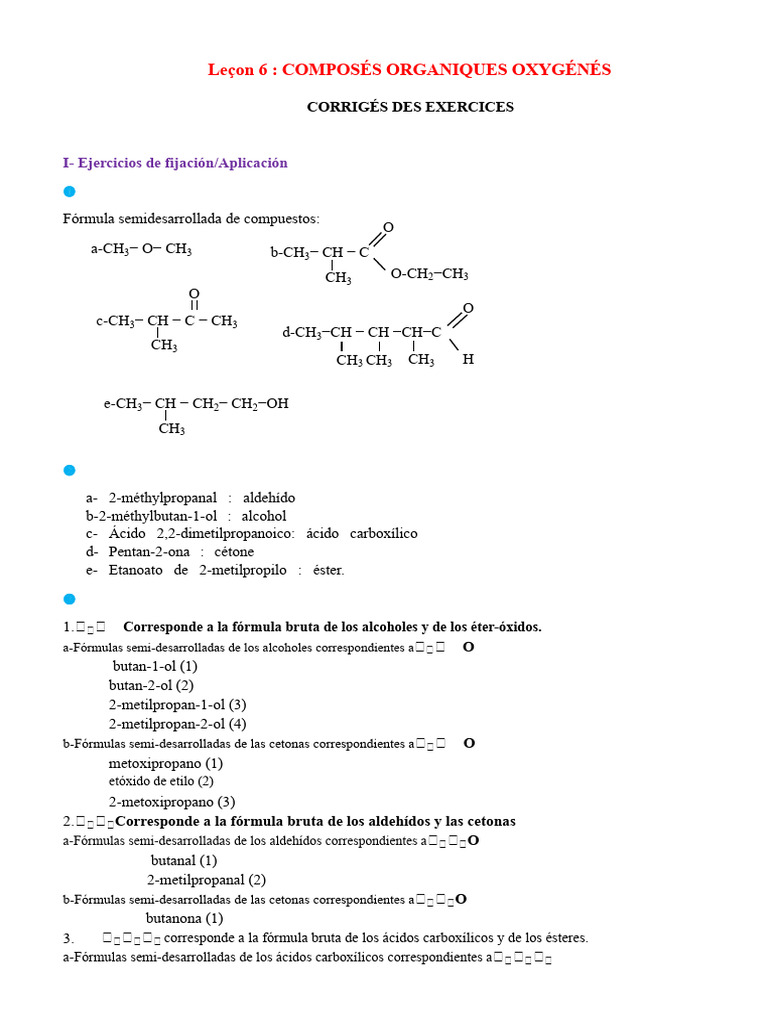 Compuestos Orgánicos Oxigenados: Ejercicios y Soluciones | PDF | Ester ...