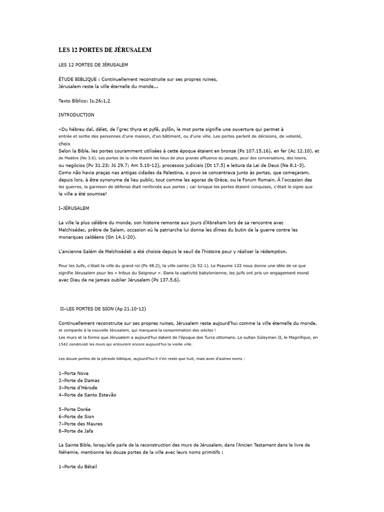 Les Symboles des 12 Portes de Jérusalem | PDF | Jésus | Seconde venue