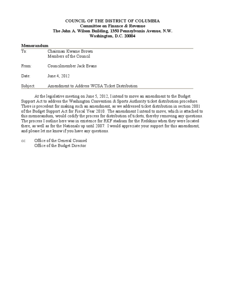 Evans Budget Amendment Memo | PDF | Law