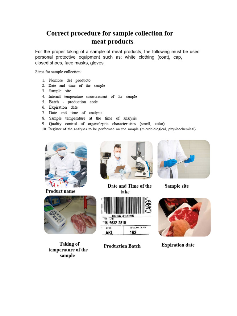 Correct sampling procedure for meat products.docx | PDF