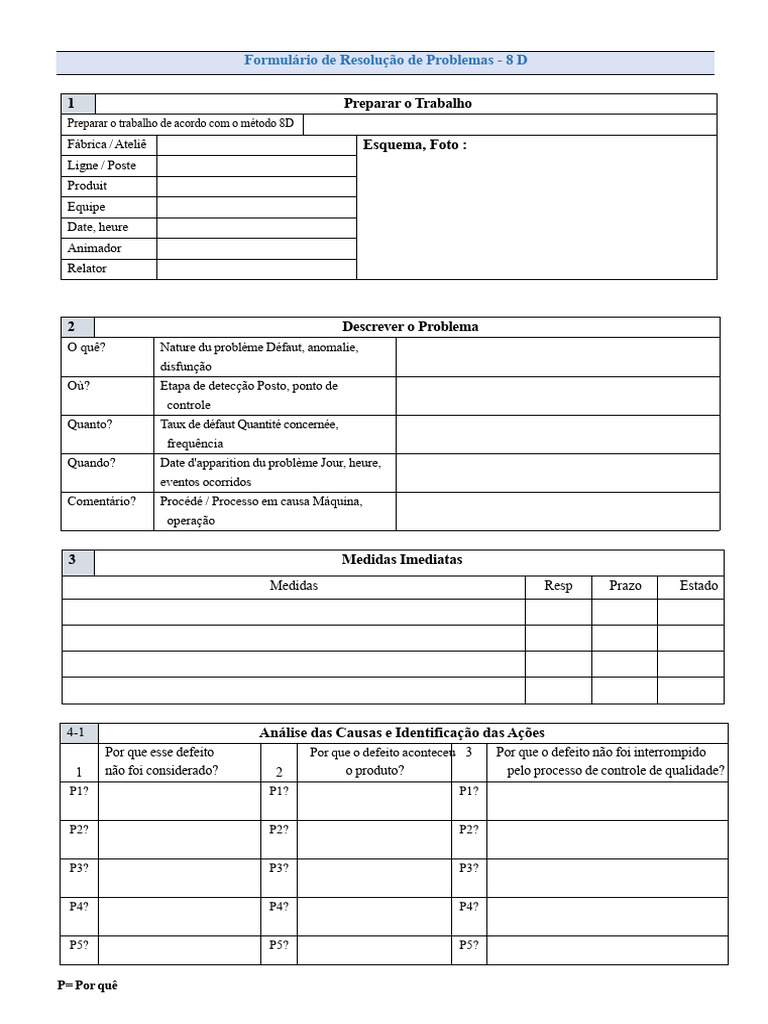 Formulário de Resolução de Problemas - 8 D | PDF