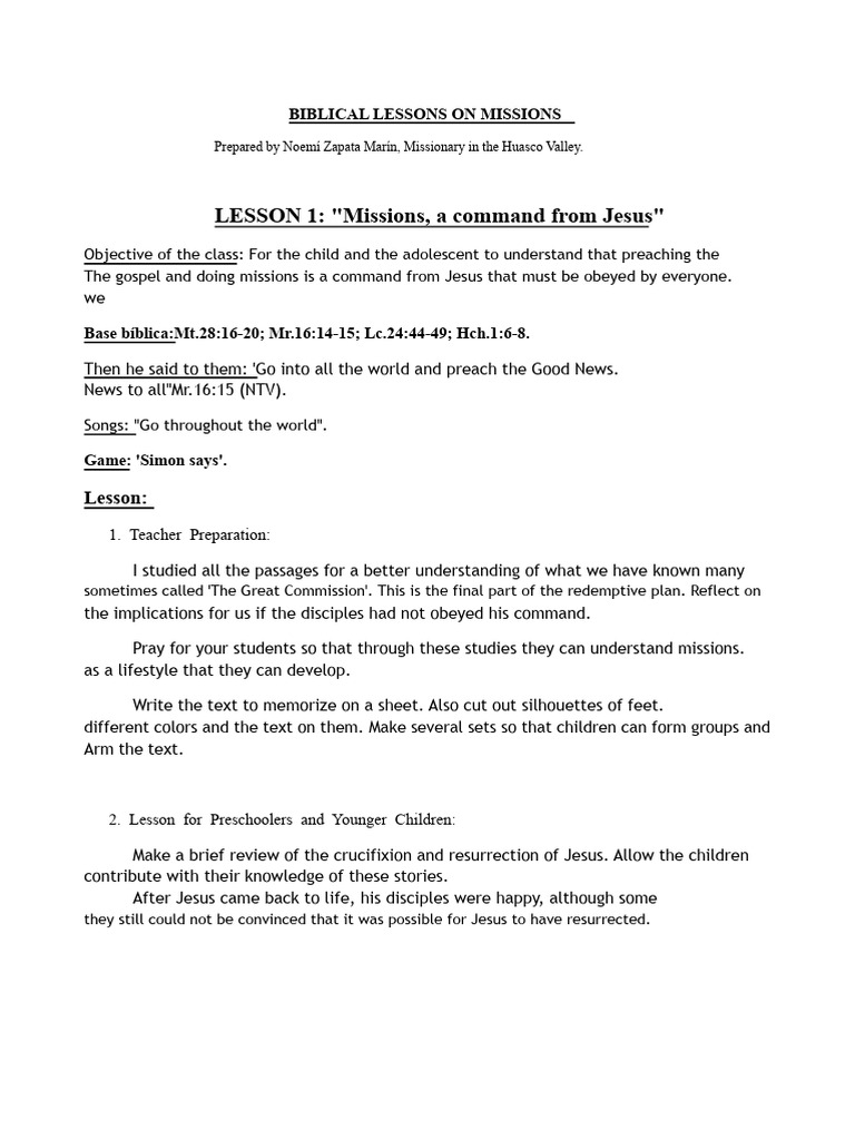 Biblical Missions Lessons for Kids | PDF | Jesus | Paul The Apostle