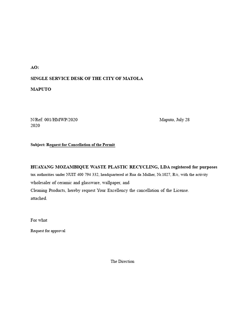 Cancellation Letter of The License. | PDF