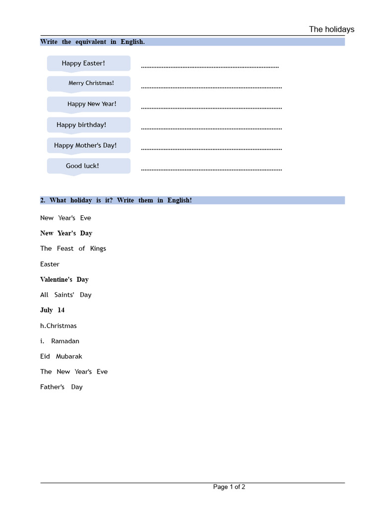 the vocabulary of celebrations | PDF | Holidays | Christmas