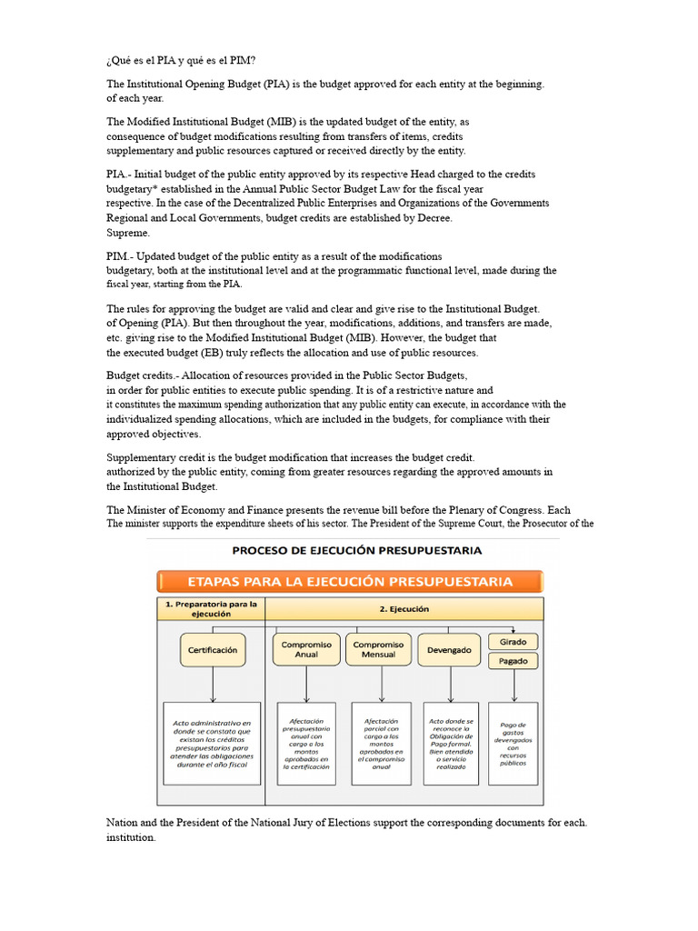 What is the PIA and what is the PIM? | PDF | Budget | Credit
