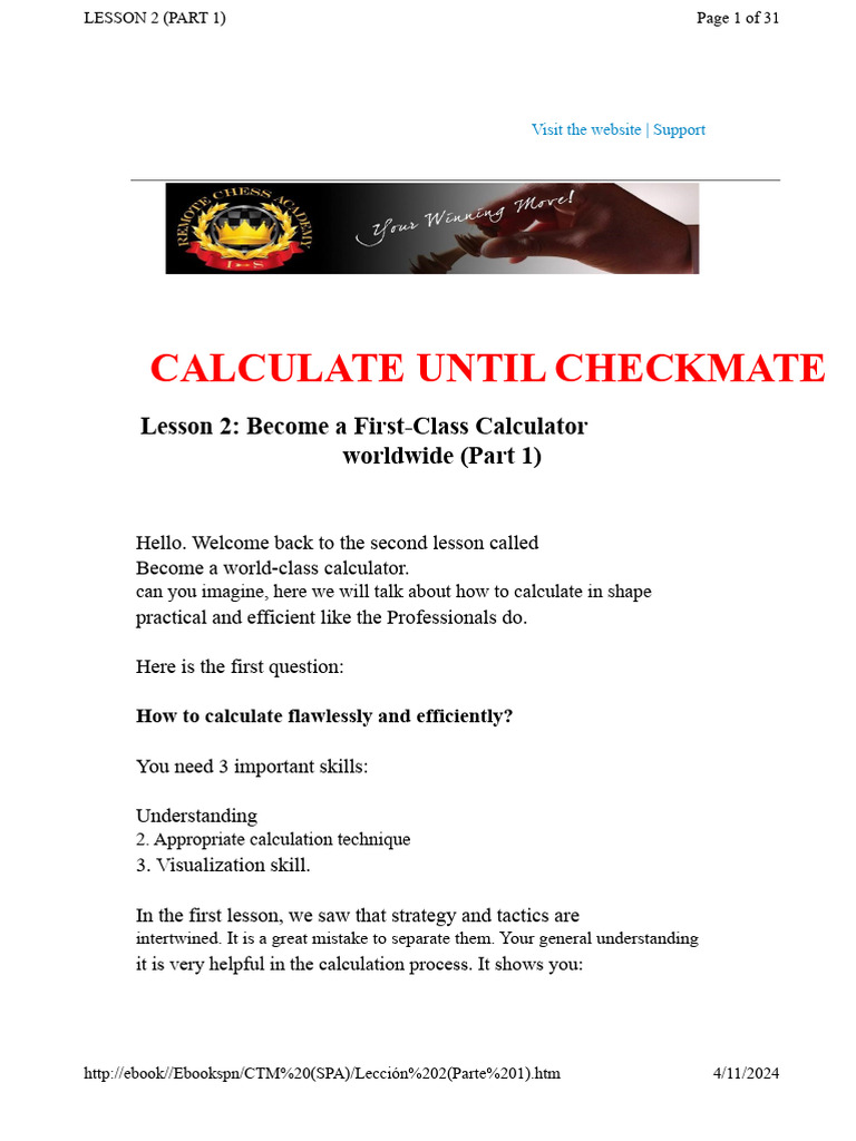 Calculate until checkmate | PDF | Chess | Abstract Strategy Games