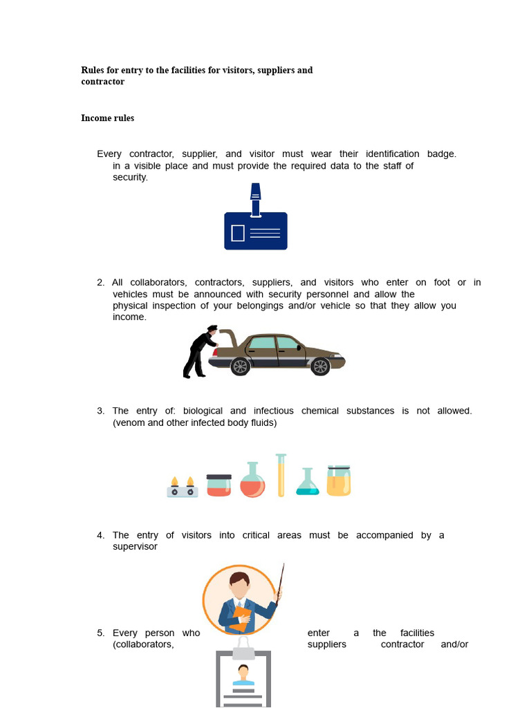 Rules For Entry To The Facilities For Visitors | PDF | Personal ...