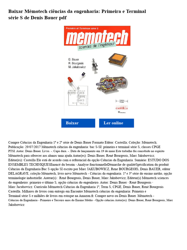 Mémotech: Ciências da Engenharia Série S | PDF