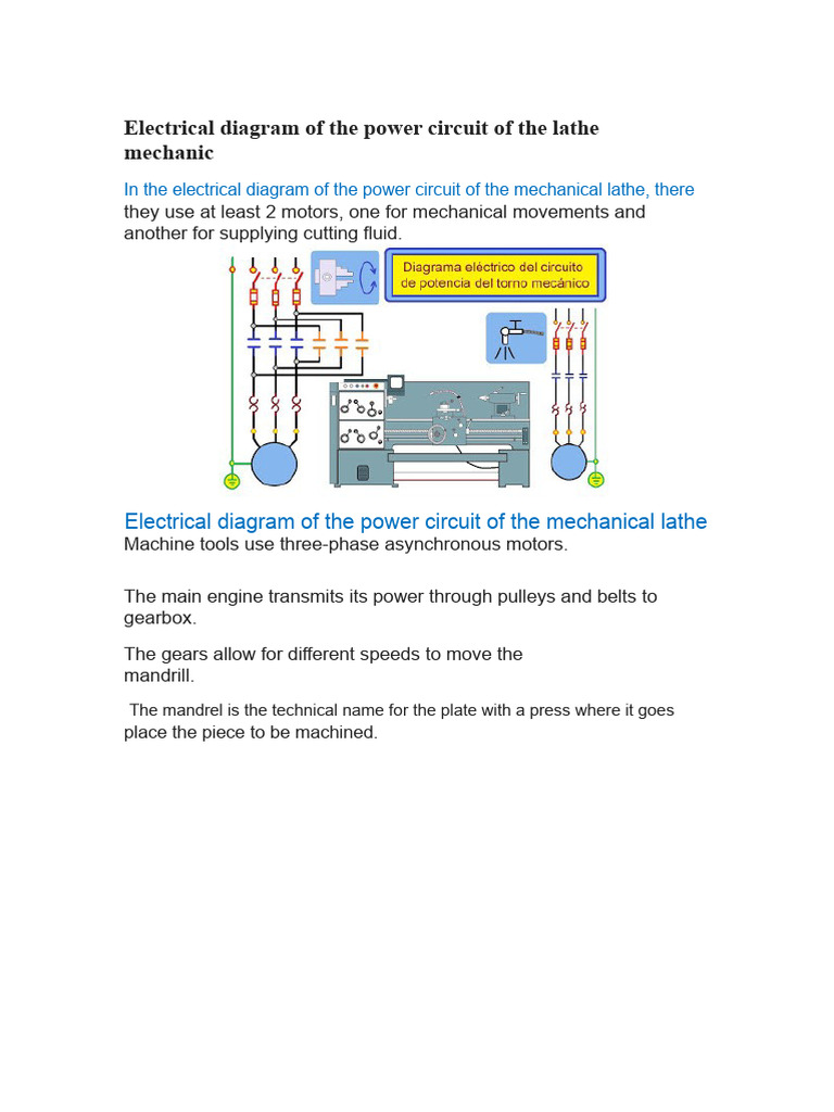 Electrical Diagram of The Power Circuit of The Mechanical Lathe | PDF ...