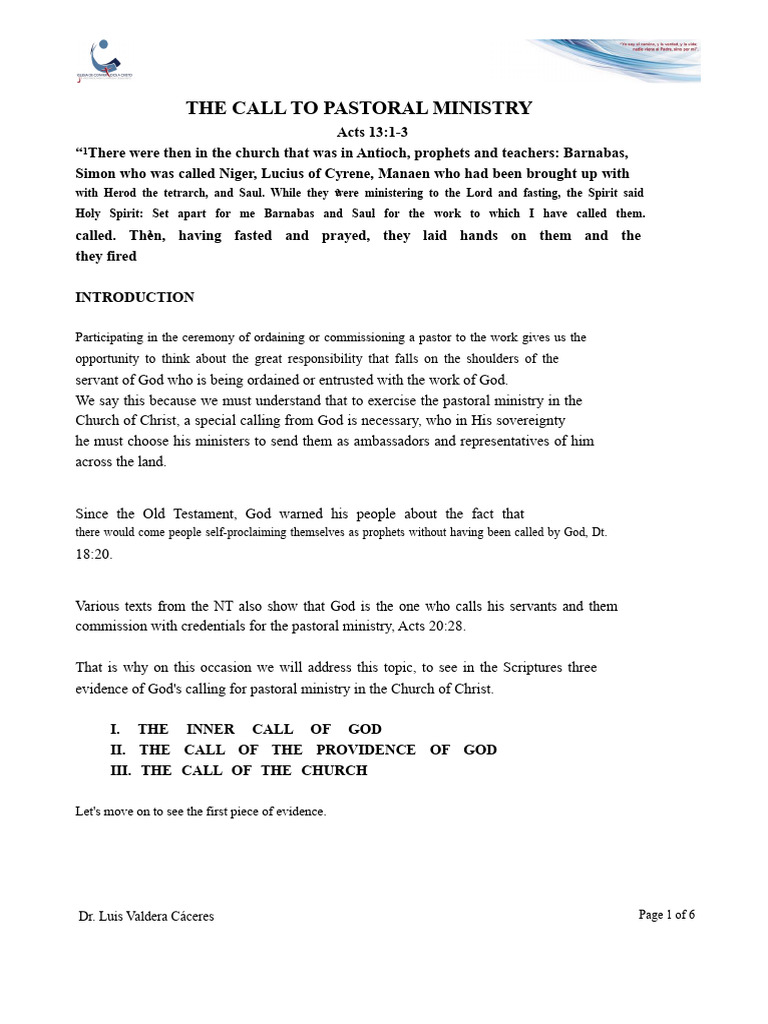 140601-2_the_call_to_pastoral_ministry | PDF | Paul The Apostle | Jesus