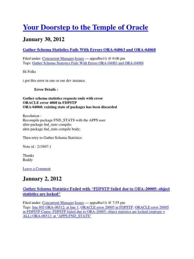 Your Doorstep To The Temple of Oracle | PDF | Oracle Database | Parameter (Computer Programming)